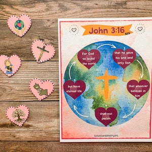 John 3:16, the Gospel, Bible Activity, Homeschool Printable, Bible ...