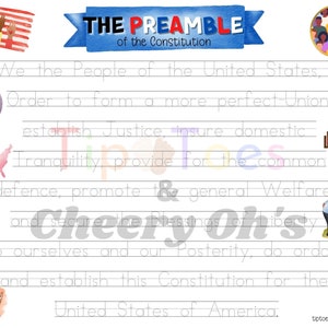 The Preamble for Kids Printable, U.S. Constitution, Preamble Activity ...
