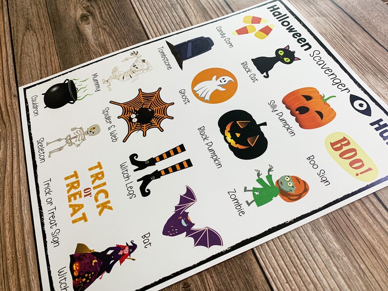 Halloween Scavenger Hunt, Kids Fall Activity, Seek and Find Games ...