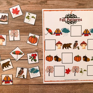 Pattern Matching Game, Kids Fall Patterns Activity, Fall Learning ...