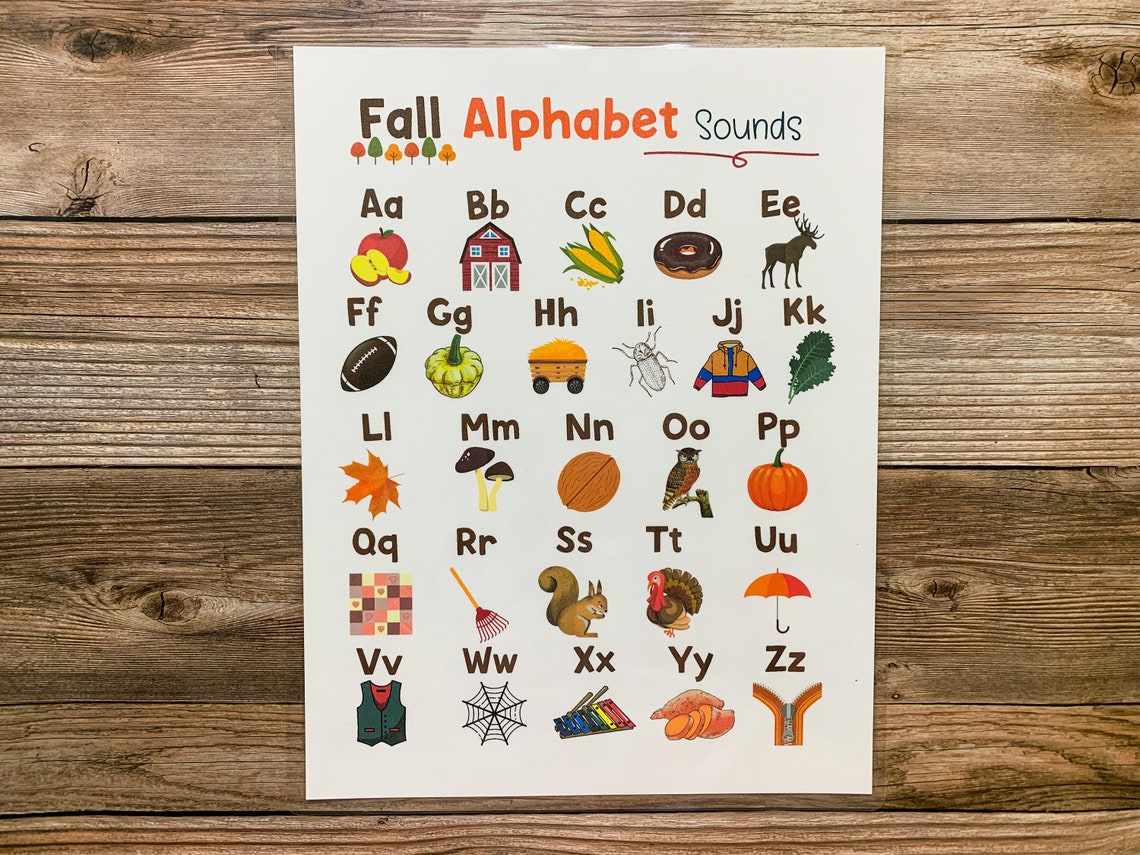 Fall Alphabet Chart Letter Sounds Fall Learning Poster | Etsy