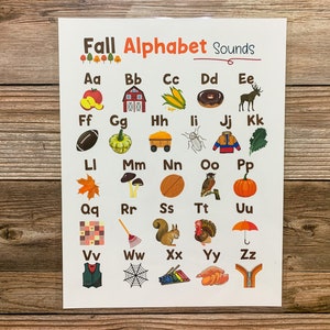 Fall Alphabet Chart, Letter Sounds, Fall Learning Poster, Alphabet ...