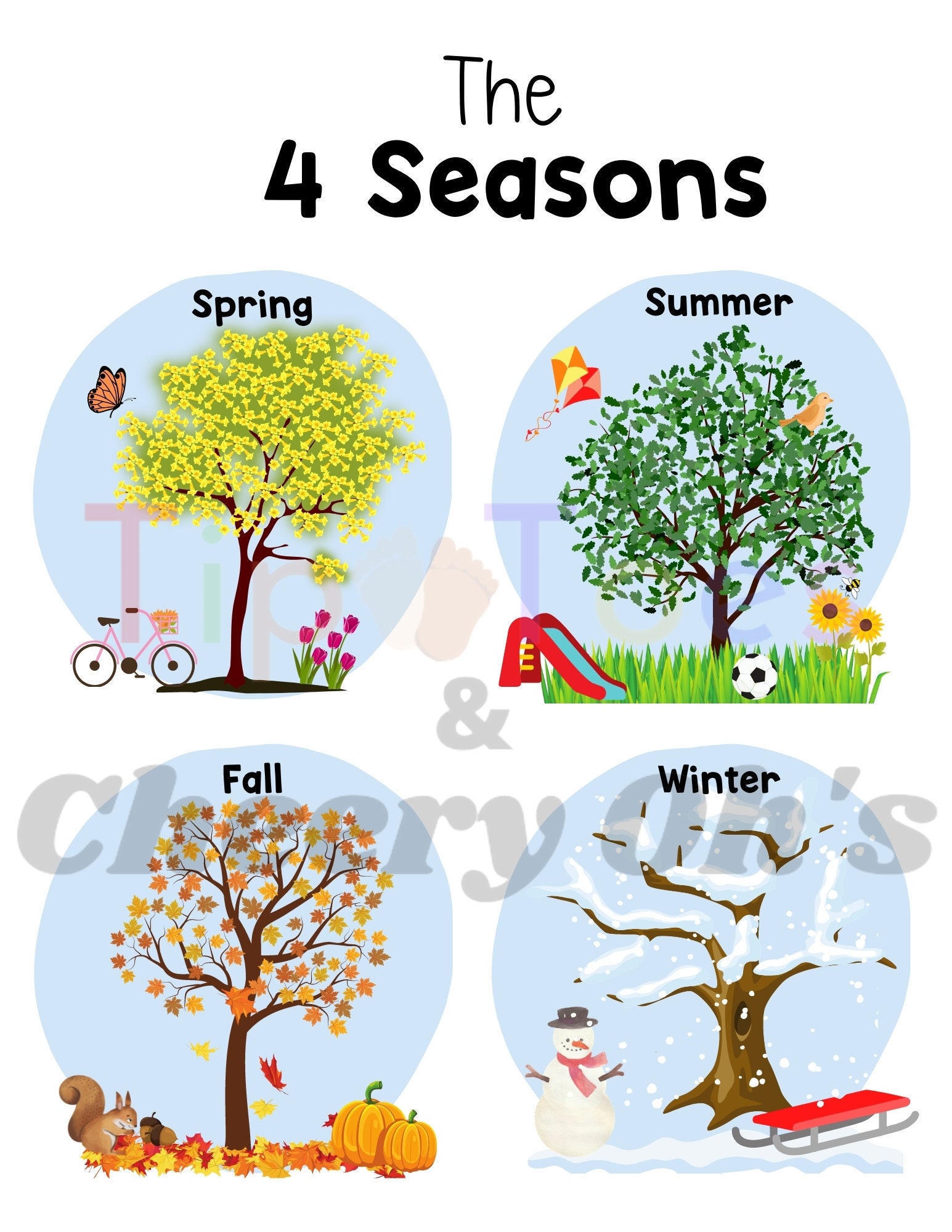 The Four Seasons Printable Spring Summer Autumn Winter - Etsy