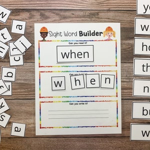 Sight Word Builder, Sight Word Recognition, Fry's 100 Sight Word List ...