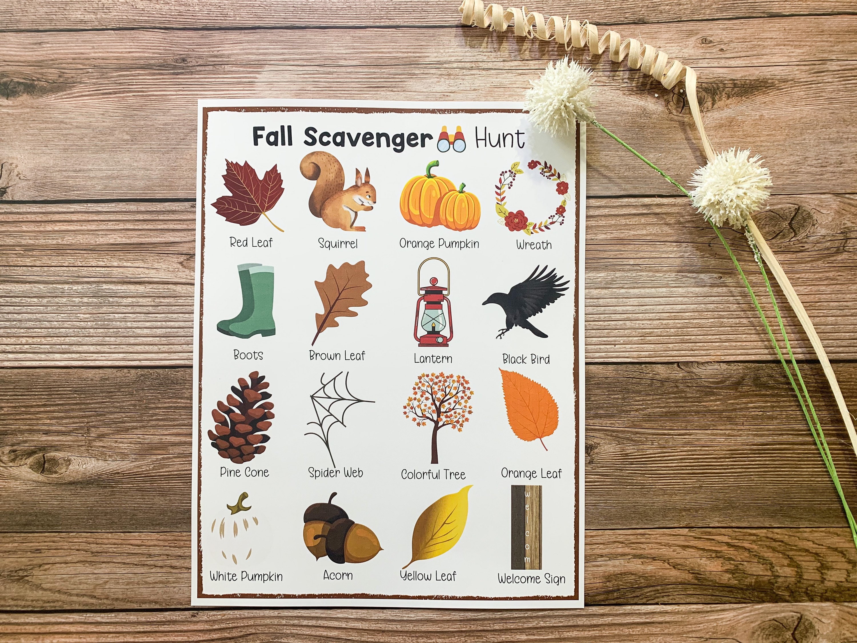 Kids Fall Activity Fall Scavenger Hunt Seek and Find Games - Etsy
