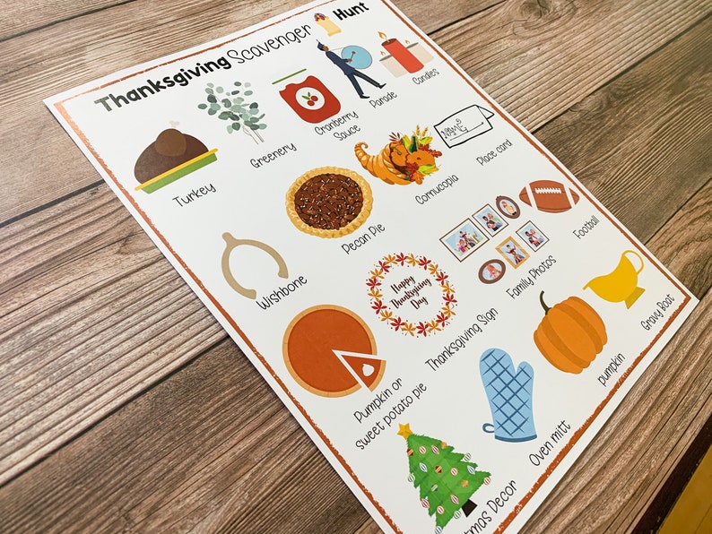 Kids Fall Activity, Thanksgiving Scavenger Hunt, Seek and Find Games ...