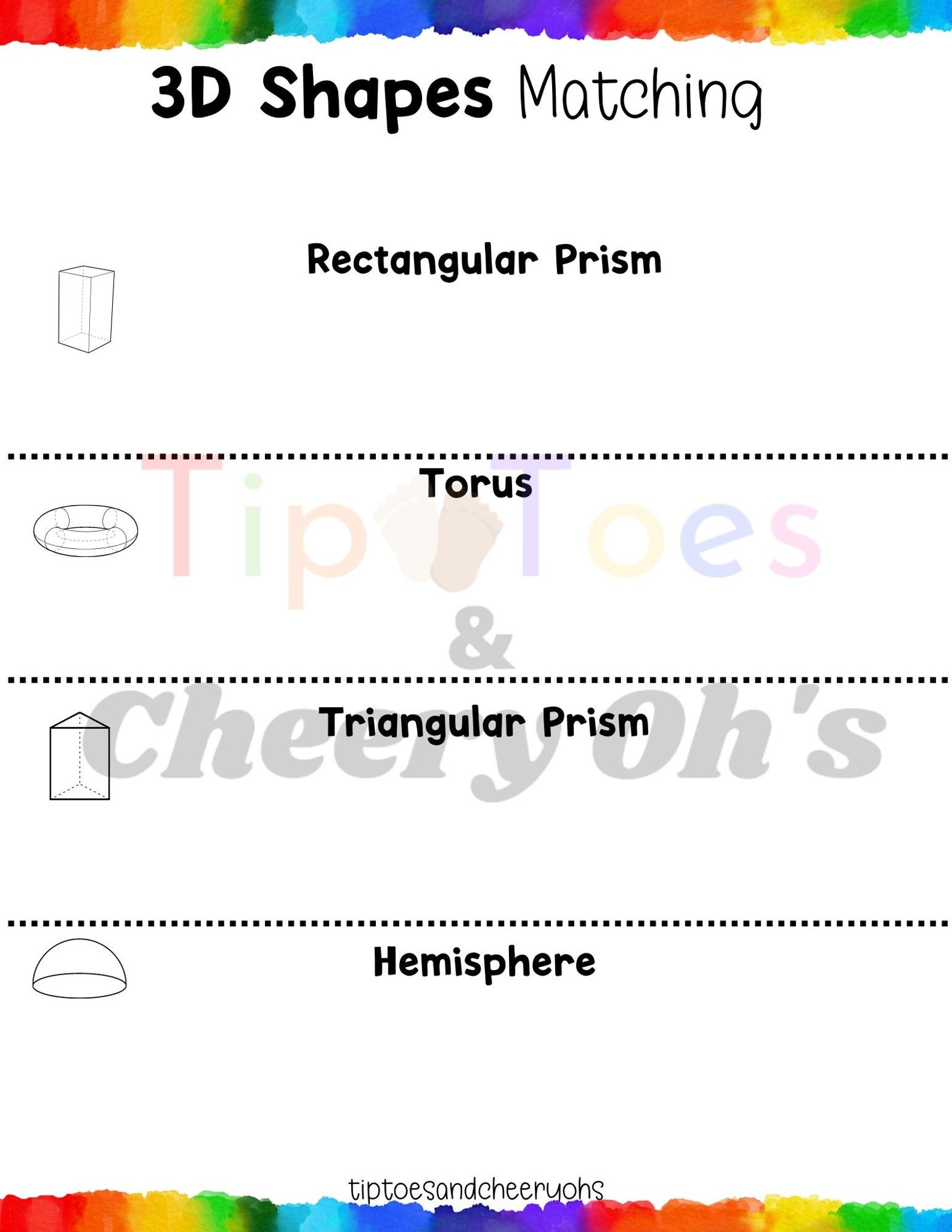3D Shapes Matching, 3D Shape Activity, Geometric Shapes, 3D Shapes ...