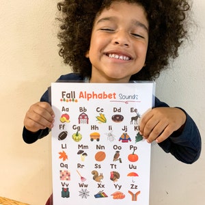 Fall Alphabet Chart, Letter Sounds, Fall Learning Poster, Alphabet ...