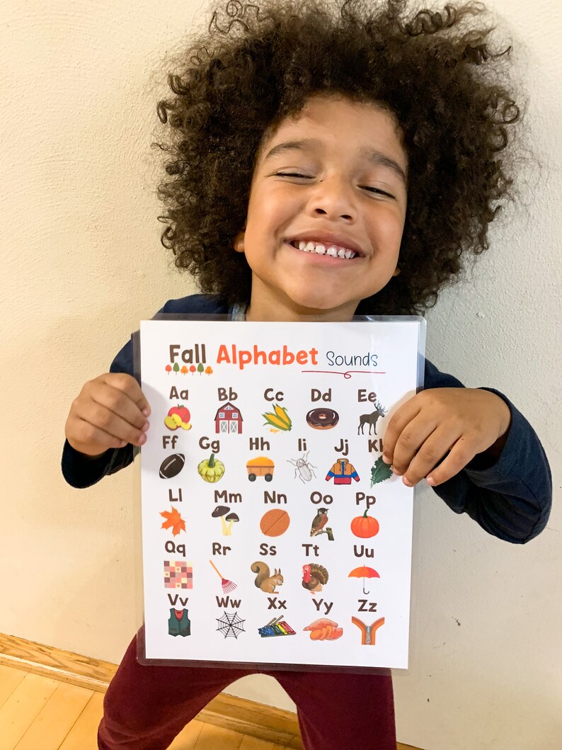 Fall Alphabet Chart, Letter Sounds, Fall Learning Poster, Alphabet ...