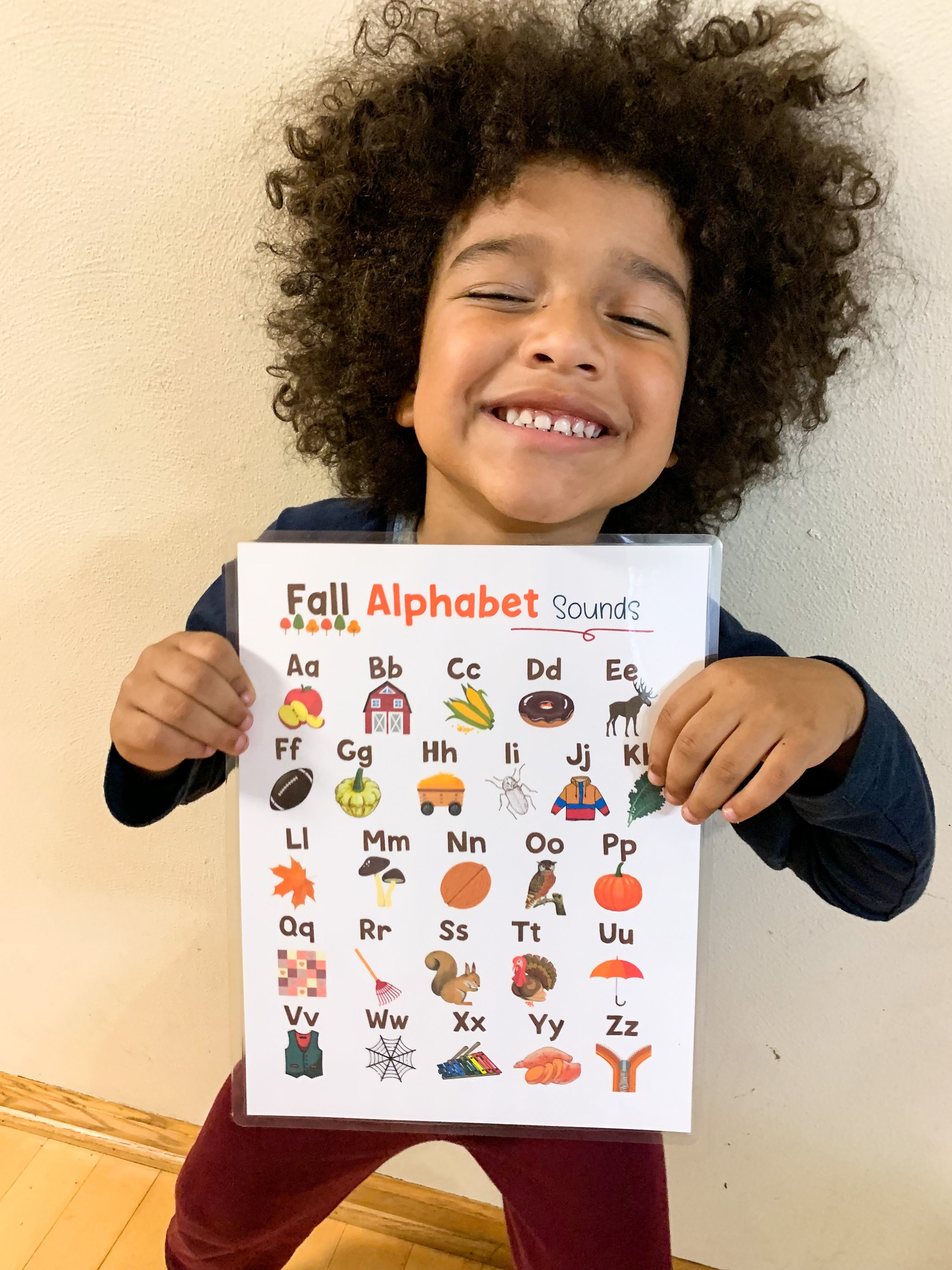 Fall Alphabet Chart, Letter Sounds, Fall Learning Poster, Alphabet ...