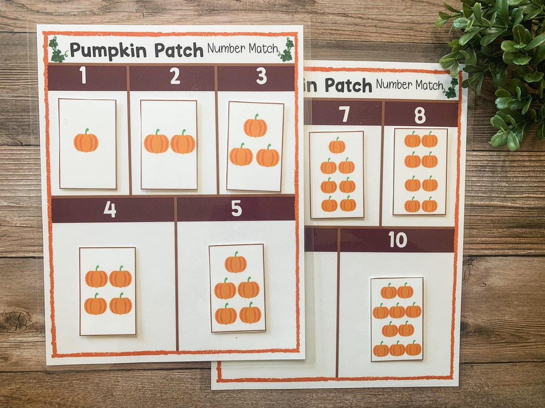 Kids Fall Activity, Pumpkin Patch Game, Number Matching Worksheet ...