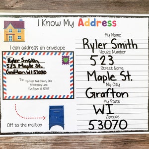 Learn My Address Printable, Kids Address Activity, Printable Worksheet ...