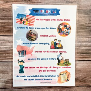 The Preamble for Kids Printable, U.S. Constitution, Preamble Activity ...