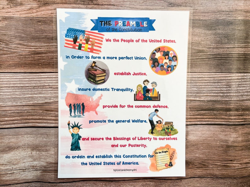 The Preamble for Kids Printable, U.S. Constitution, Preamble Activity ...