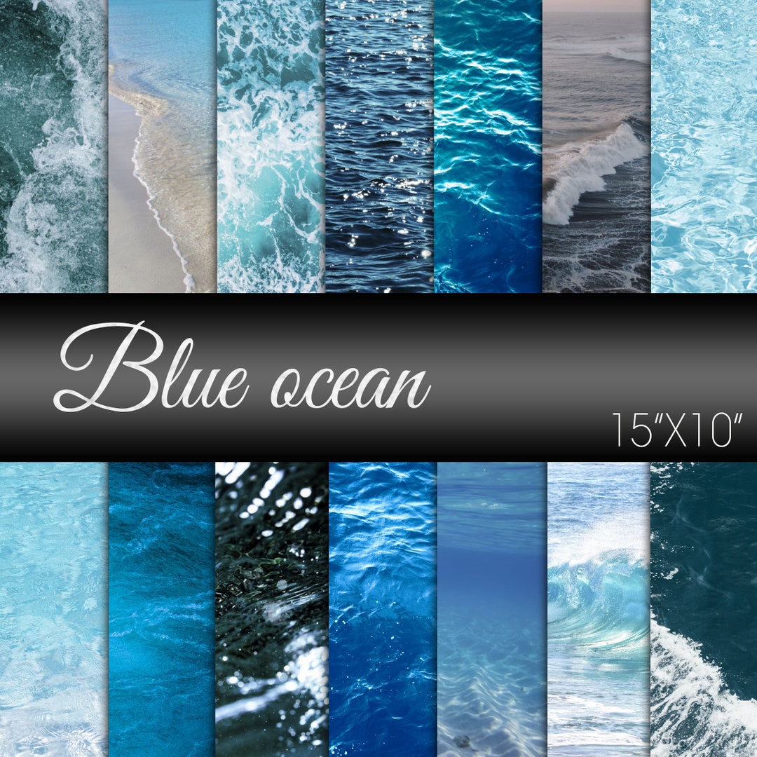 Blue Ocean, Water Paper Pack, Water Scrapbook Paper, Water Paper, Ocean ...