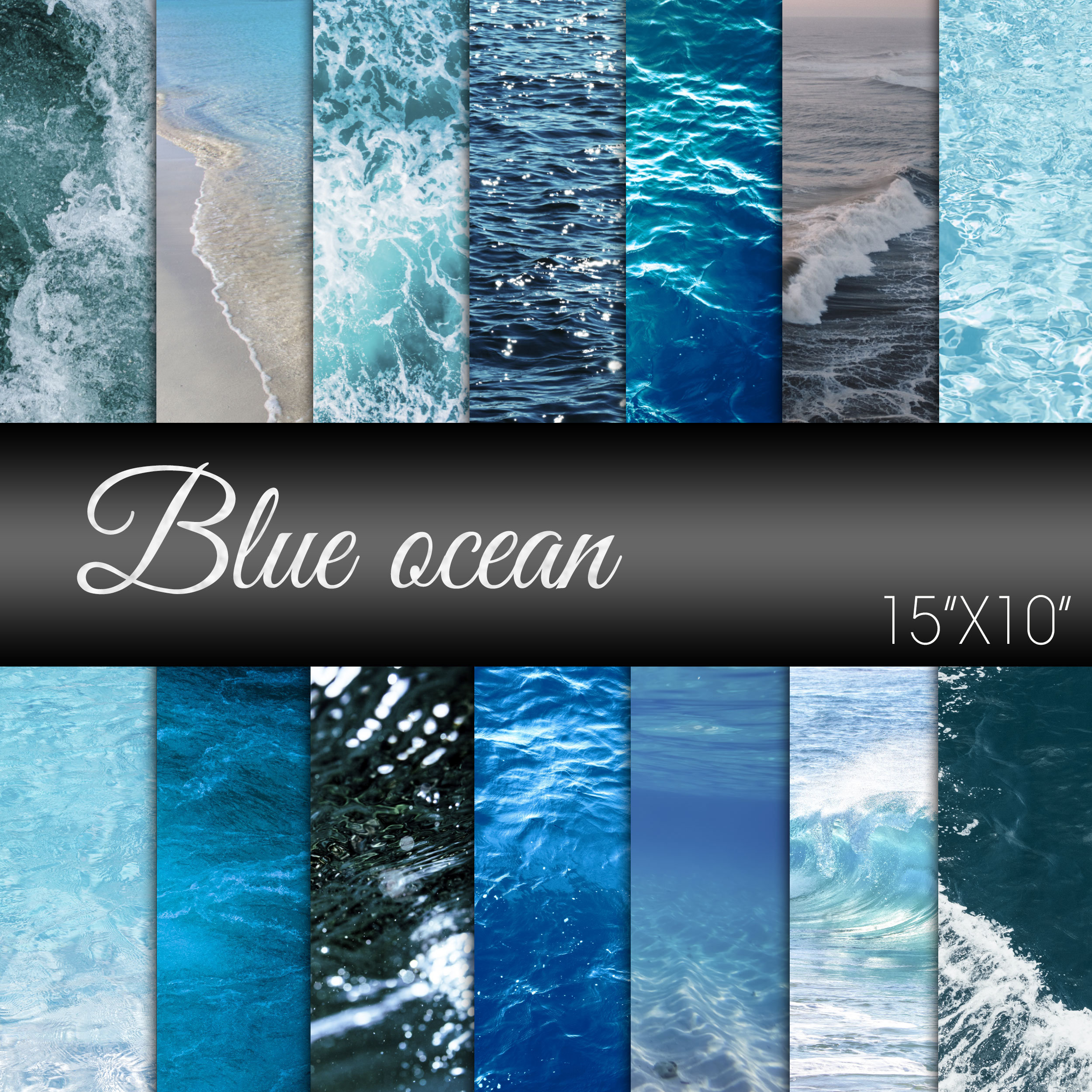 Blue Ocean, Water Paper Pack, Water Scrapbook Paper, Water Paper, Ocean ...