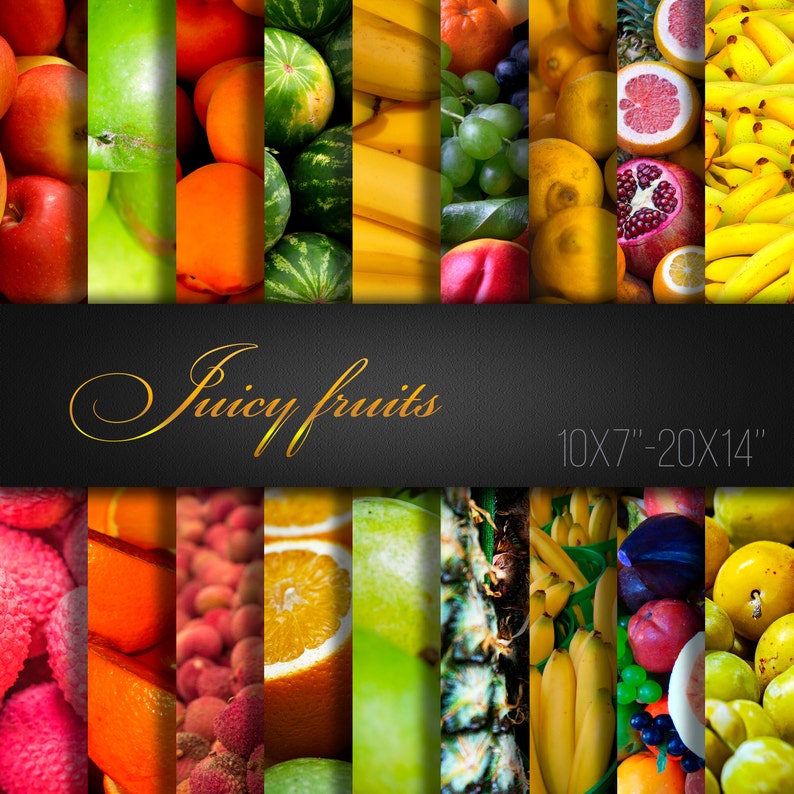 Juicy Fruits / Fruits Paper Pack / Fruits Scrapbook Paper / Fruits ...