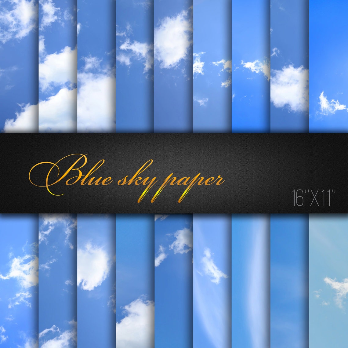 Scrapbooking Paper / Blue Sky Paper Textures / Pack of 18 JPG Files ...