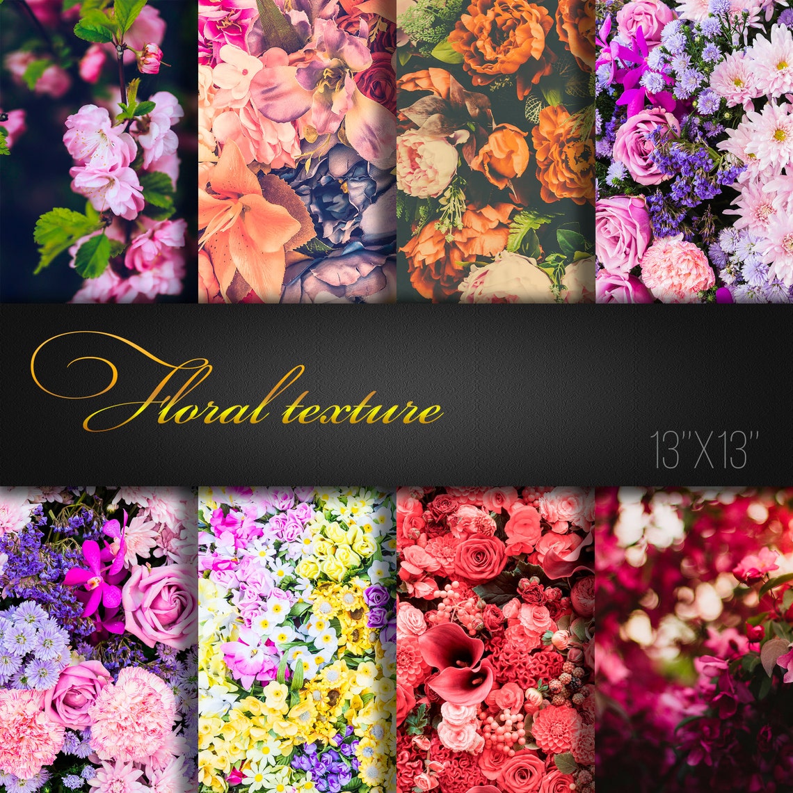 Floral Textures / Floral Digital Paper / Flowers Scrapbooking Tools ...