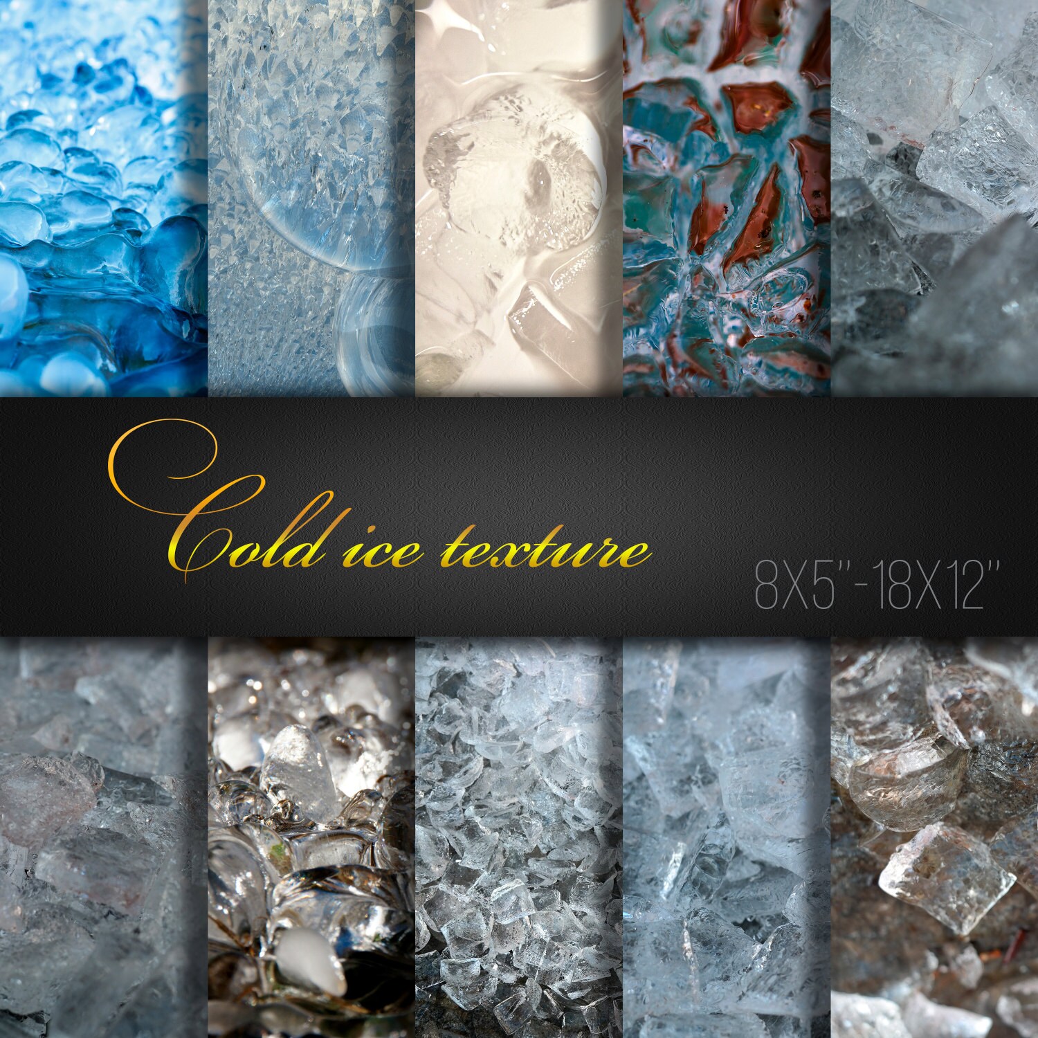 Cold Ice Texture / Ice Digital Paper / Frozen Pack / Winter Texture ...