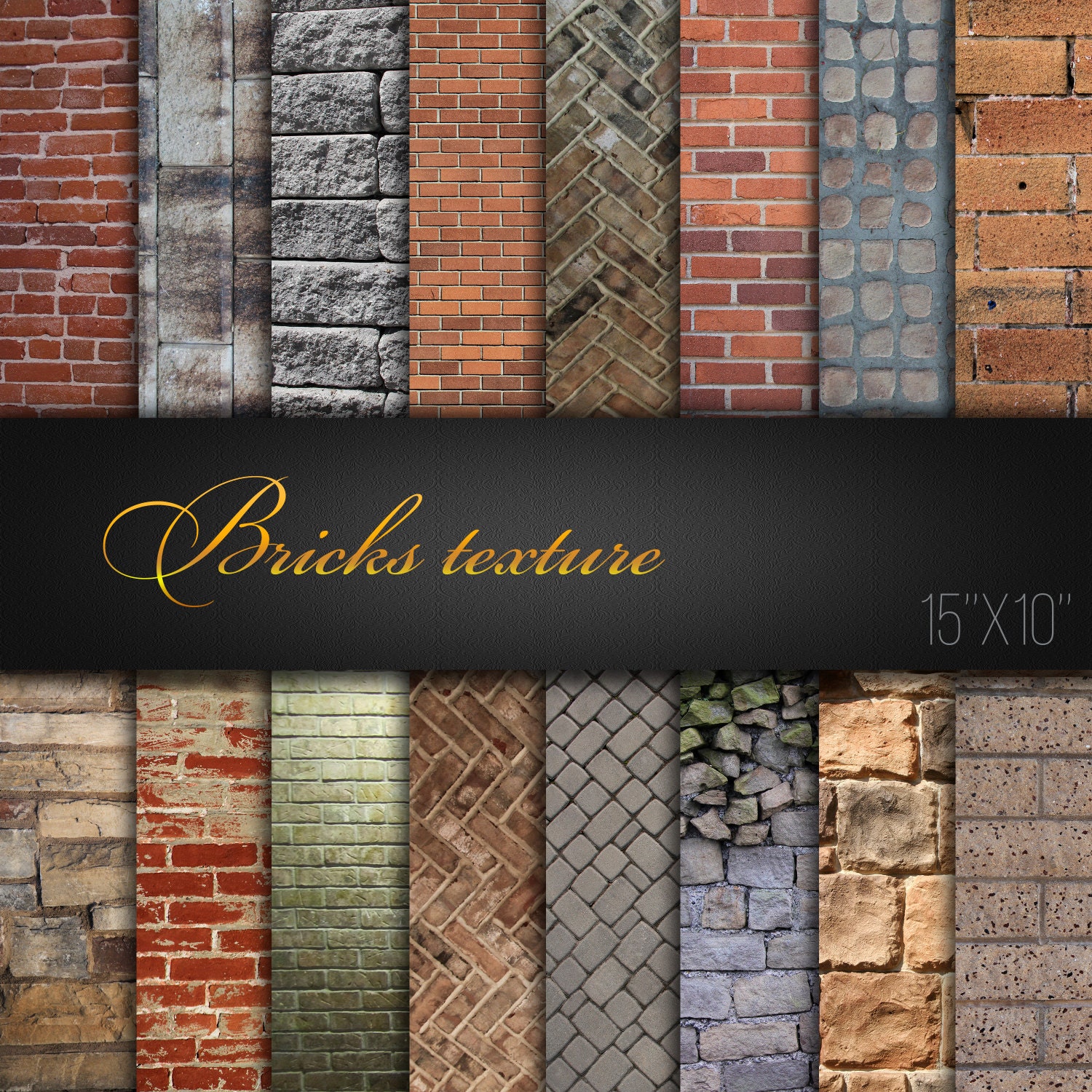 Printable Paper for Craft / Bricks Textures / Digital Scrapbook Paper ...