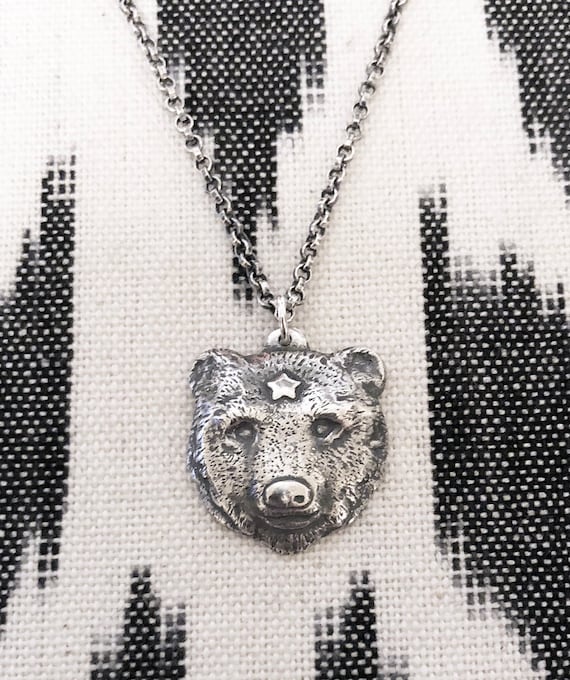 Silver Bear Pendant - Etsy