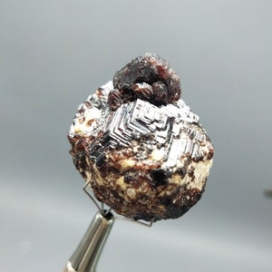 Natural Red Etched Spessartine Garnet Crystal With Baby Garnet Grown on ...