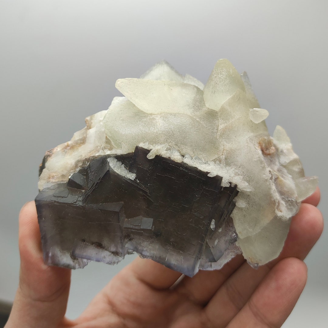 Blue Phantom Fluorite Crystal With Dogtooth Calcite, Baluchistan ...