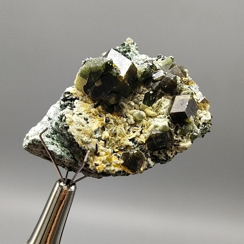 Andradite Garnet Crystal on Matrix on Albite With Green Epidote From ...