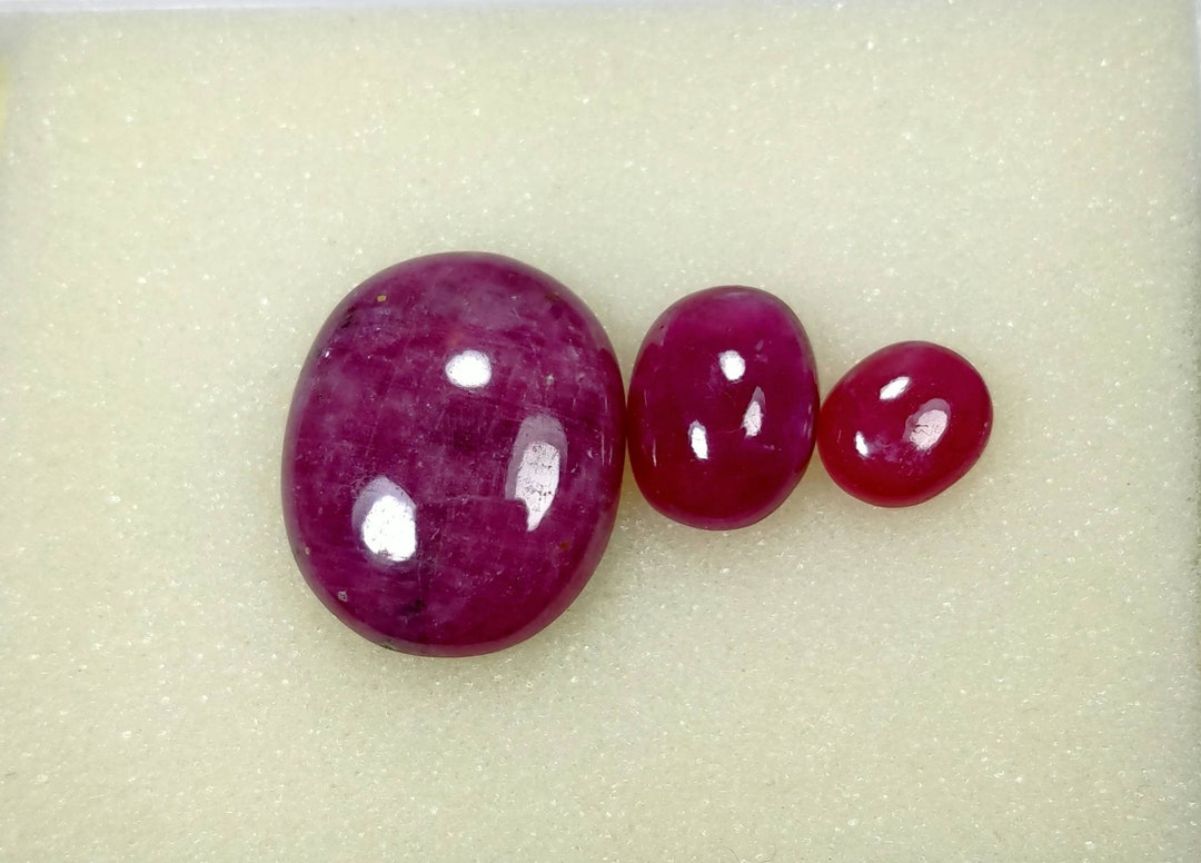 Ruby Cabochons, Glass Filled (set of 3) - Etsy