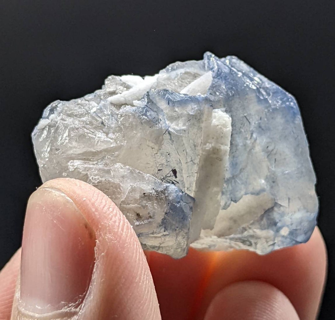 Natural Rare Indicolite Blue Quartz Crystal With Black Tourmaline ...
