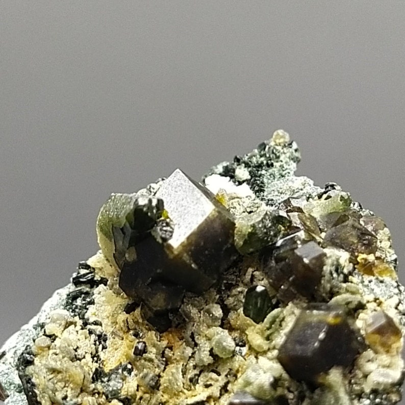 Andradite Garnet Crystal on Matrix on Albite With Green Epidote From ...