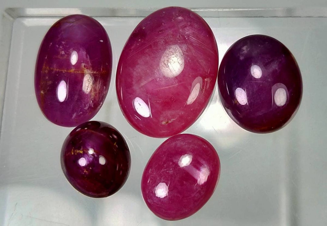 Ruby Cabochons, Glass Filled Gemstones - 5 Pieces - Etsy