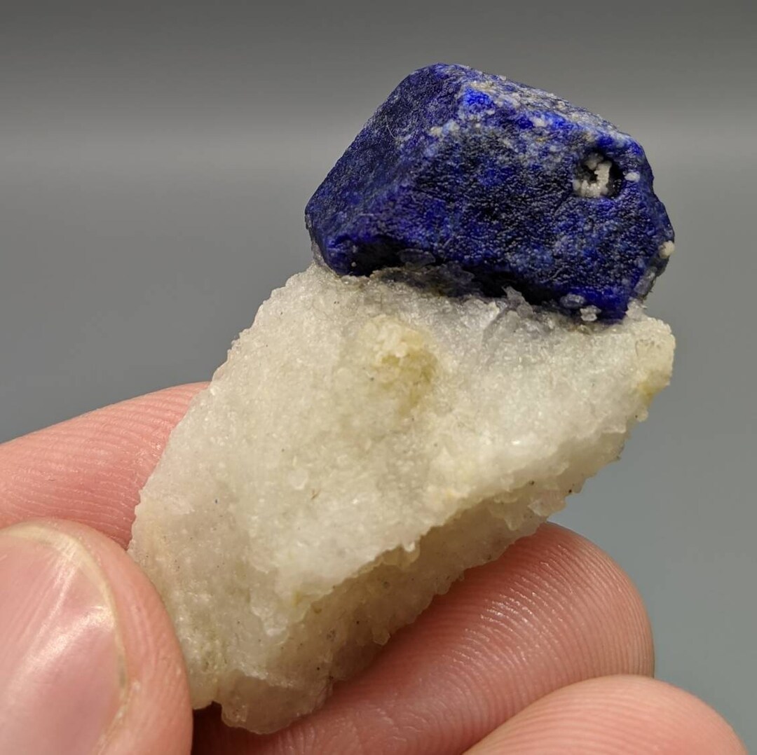 Lazurite Crystal on Calcite Matrix, Afghanistan Mineral Specimen (11.5 ...