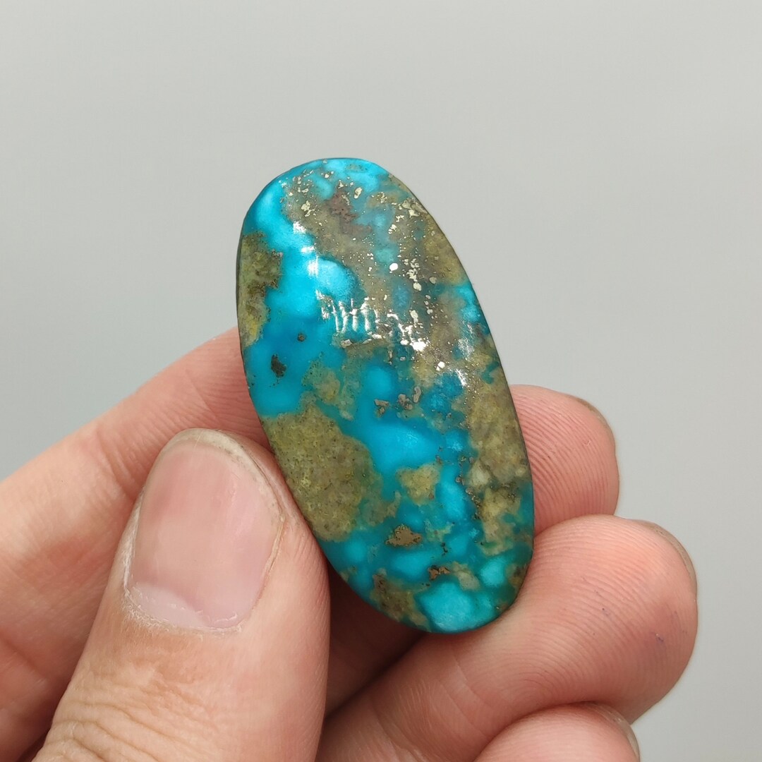 Natural Blue Turquoise With Pyrite Cabochon, Stabilized, 8 Grams - Etsy