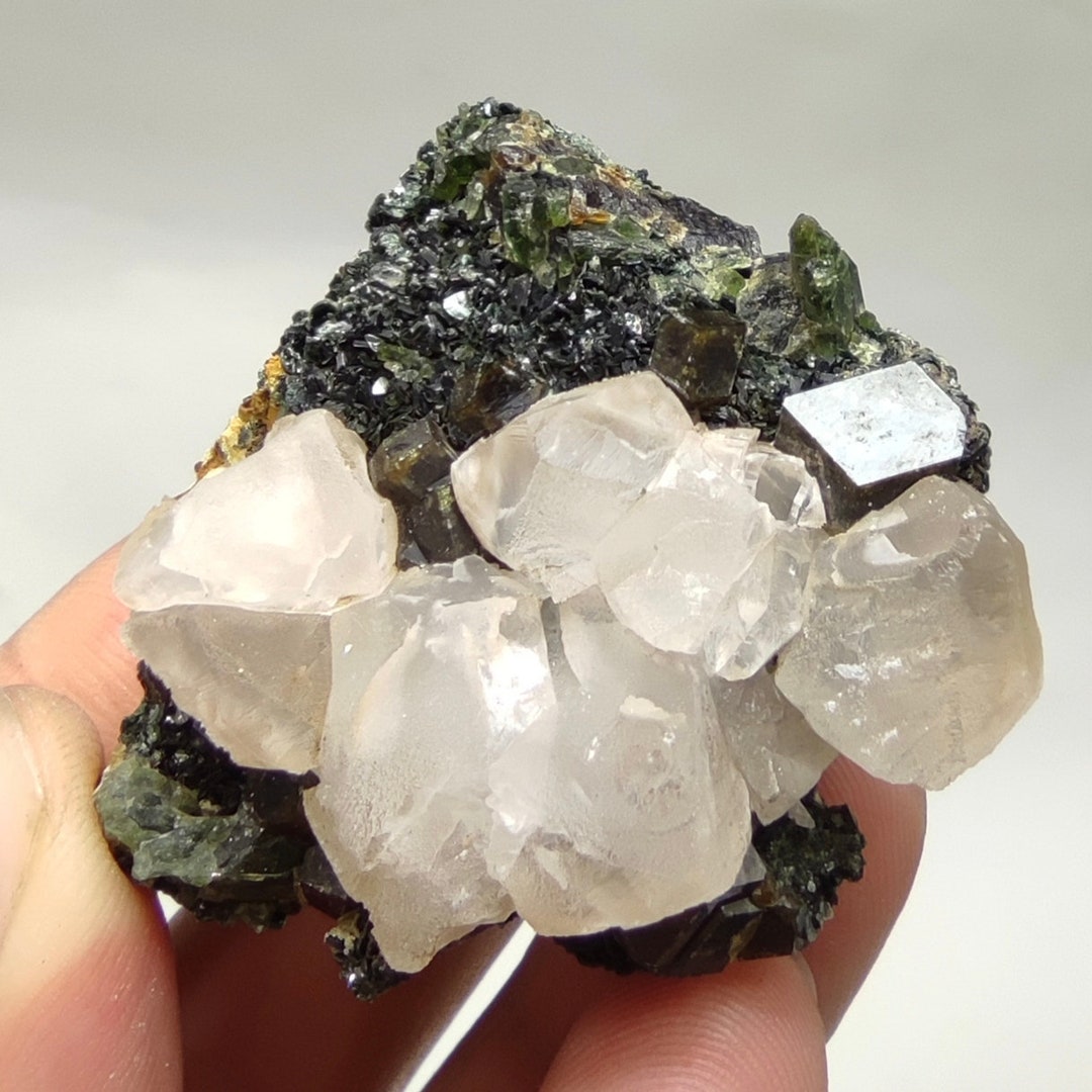 Andradite Garnet, Green Epidote, Calcite on Mica Matrix, Afghanistan - Etsy