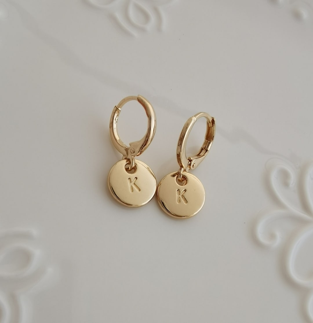 Gold Personalize Initial Letter Alphabet Hoop Earring Hoops - Etsy