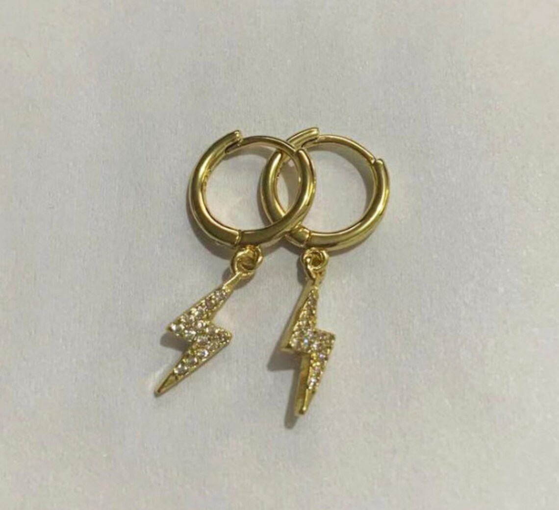 Sterling Silver 26mm Lightning Bolt Hoop Earring Endless Hoops - Etsy