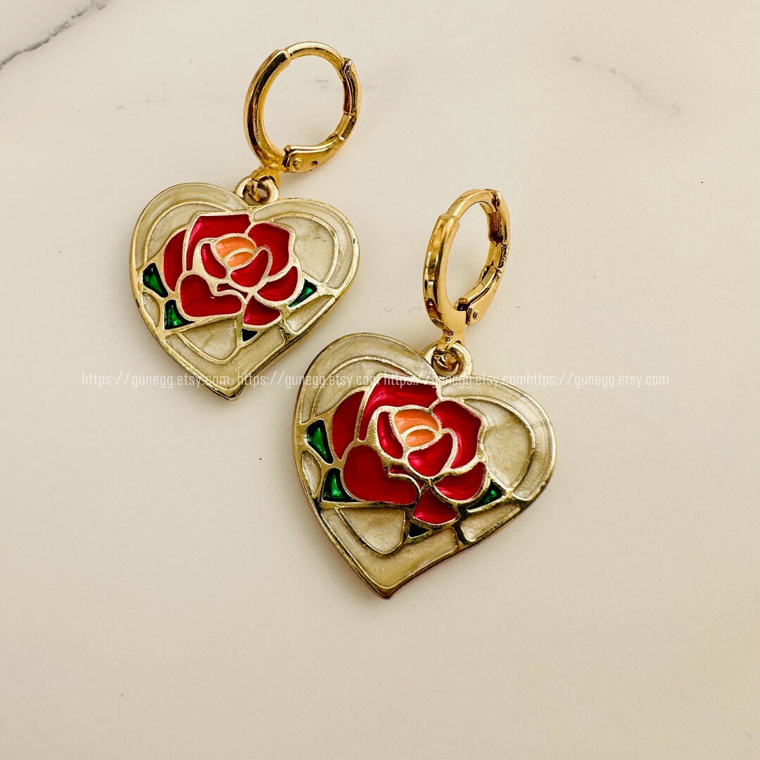 Heart Hoops, Earrings, 1 Pair, 33mm - Etsy