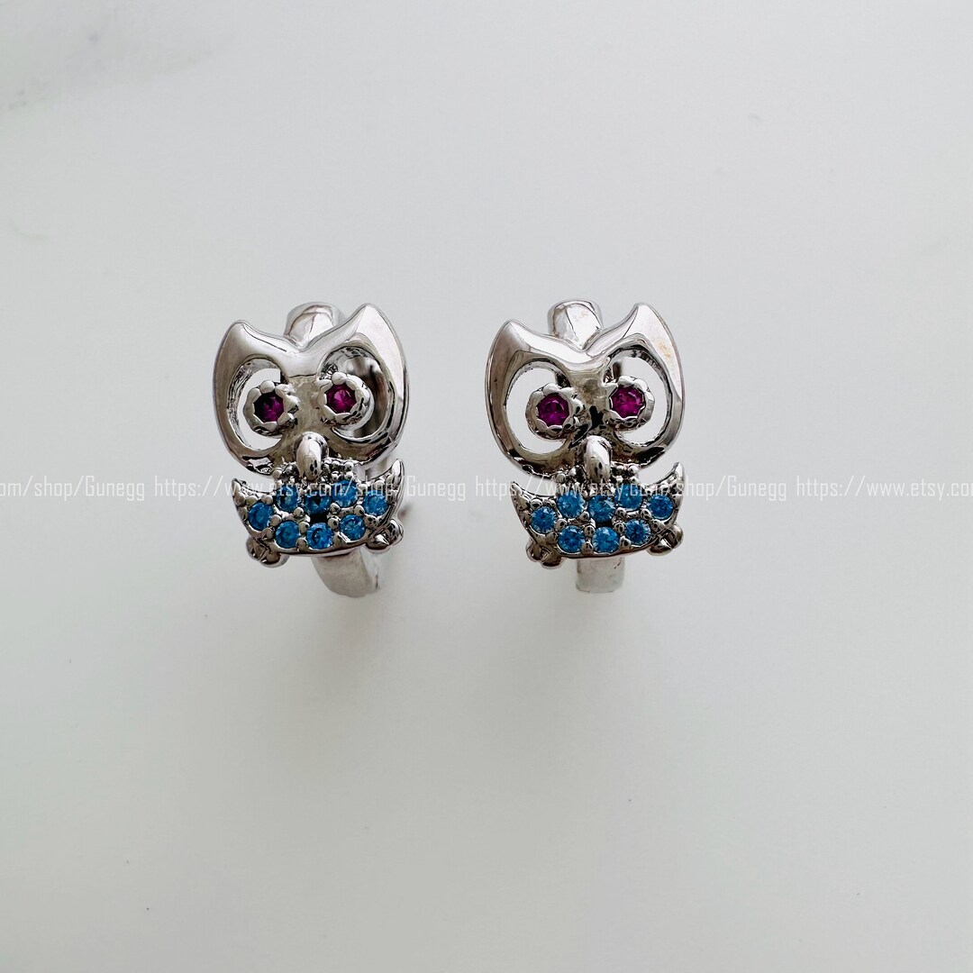 Owl Huggies, Hoops, Earrings, 1 Pair, 14mm - Etsy