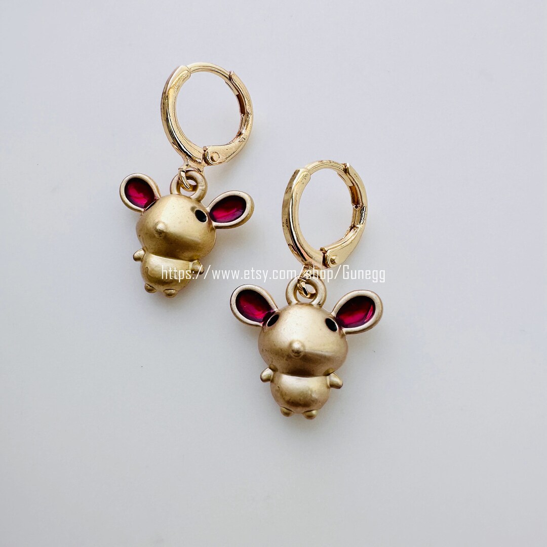 Arete de aro de ratón de oro aros sin fin huggies aretes - Etsy España