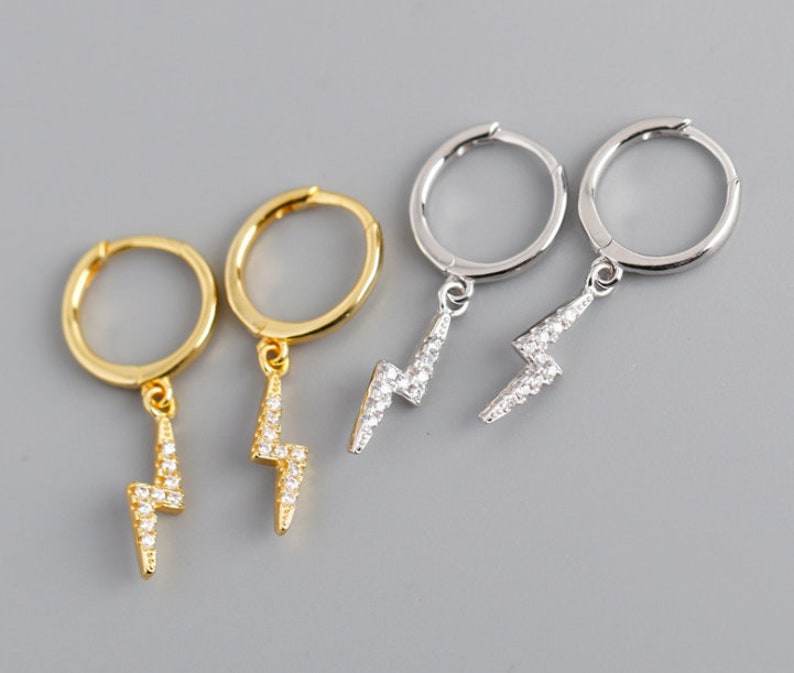 Sterling Silver 26mm Lightning Bolt Hoop Earring Endless Hoops - Etsy