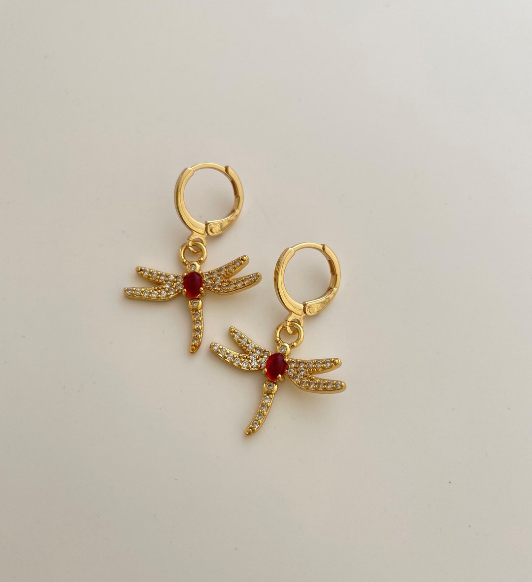 Gold Dragonfly Hoop Earring Endless Hoops Huggies 30mm - Etsy