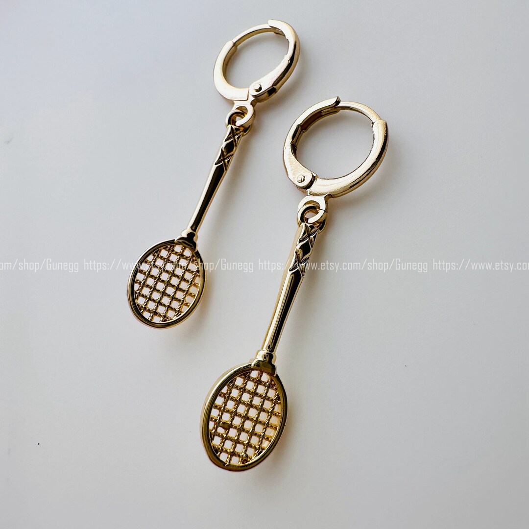 Gold Tennis Racket Hoop Earring Endless Hoops Huggies 40mm - Etsy