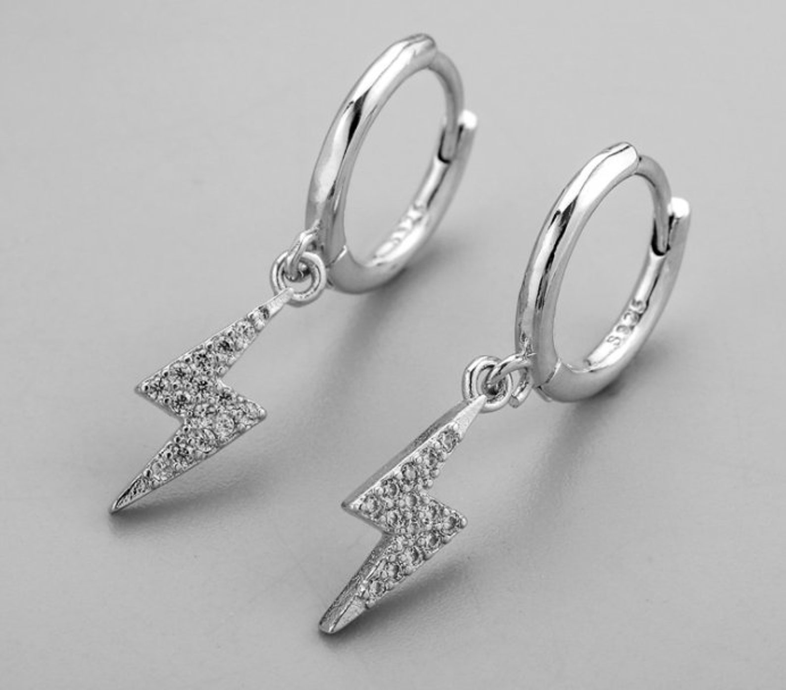 Sterling Silver 26mm Lightning Bolt Hoop Earring Endless Hoops - Etsy