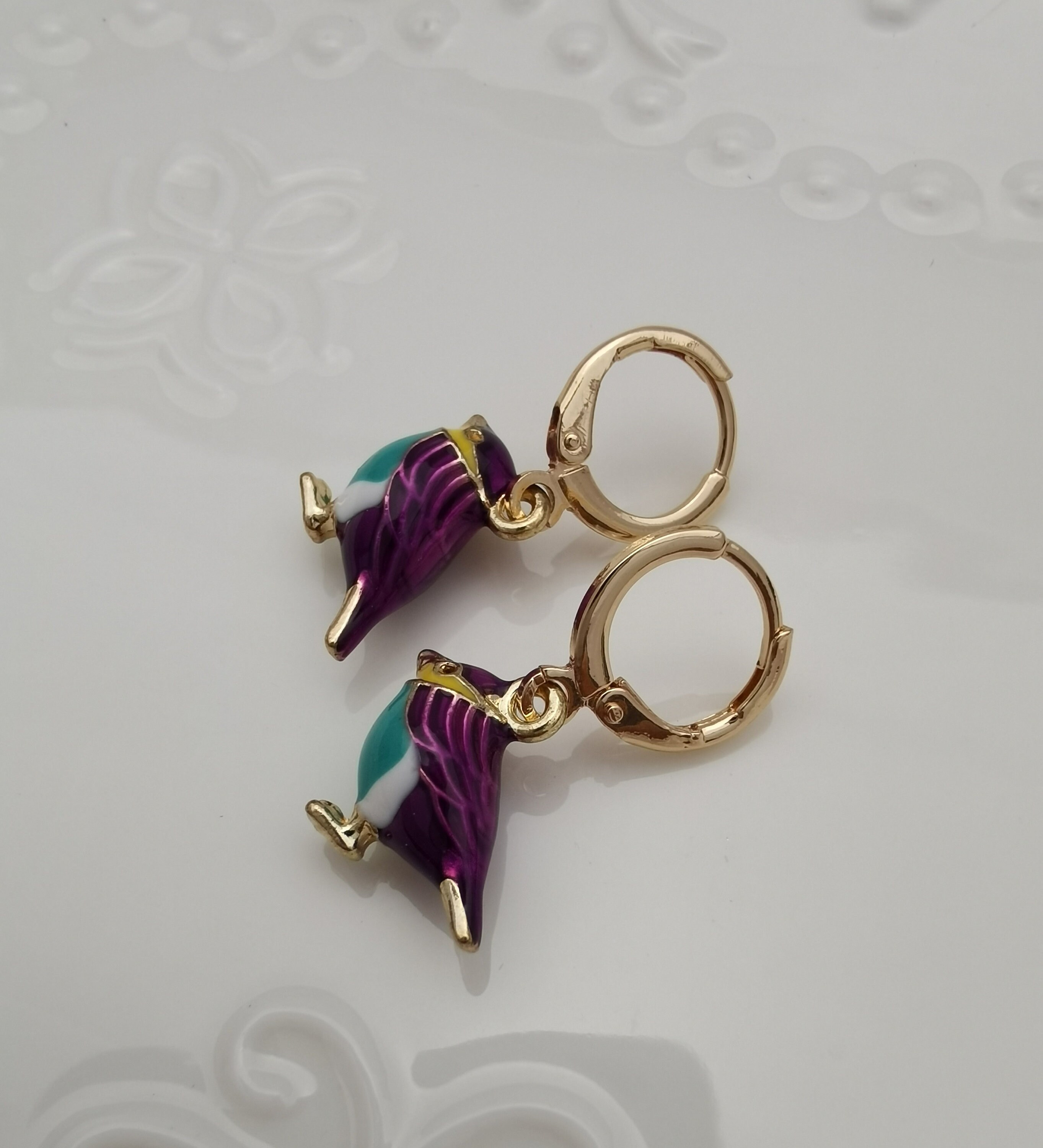 Gold Bird Hoop Earring Endless Hoops Huggies Dangle Earring Etsy