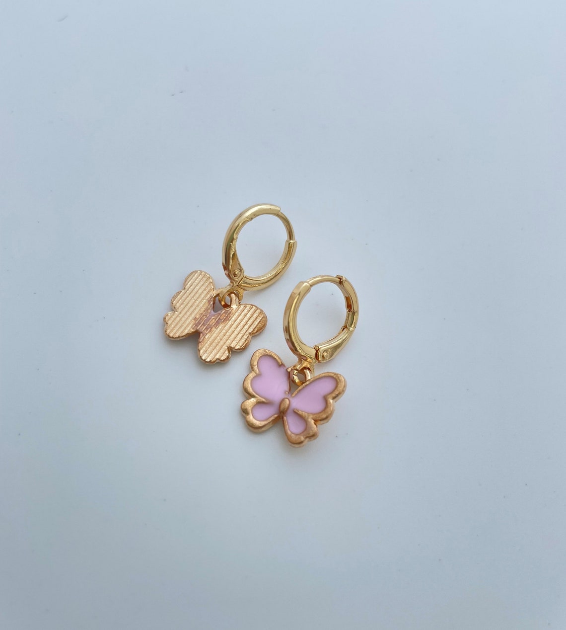 Gold 22mm Butterfly Hoop Earring Hoops Endless Huggies Dangle - Etsy