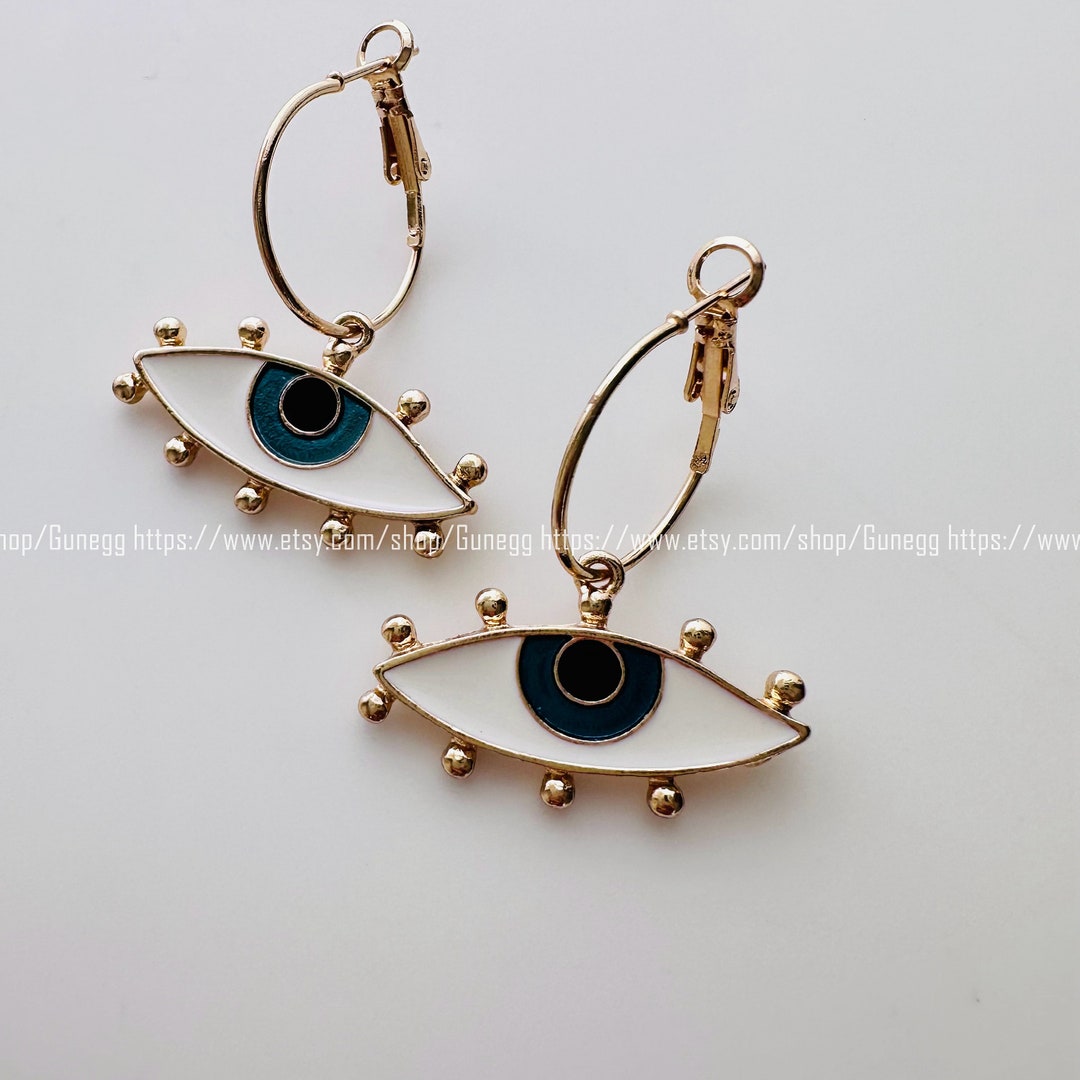 Eye Hoop Earring Endless Hoops Huggies Dangle Earring Simple - Etsy