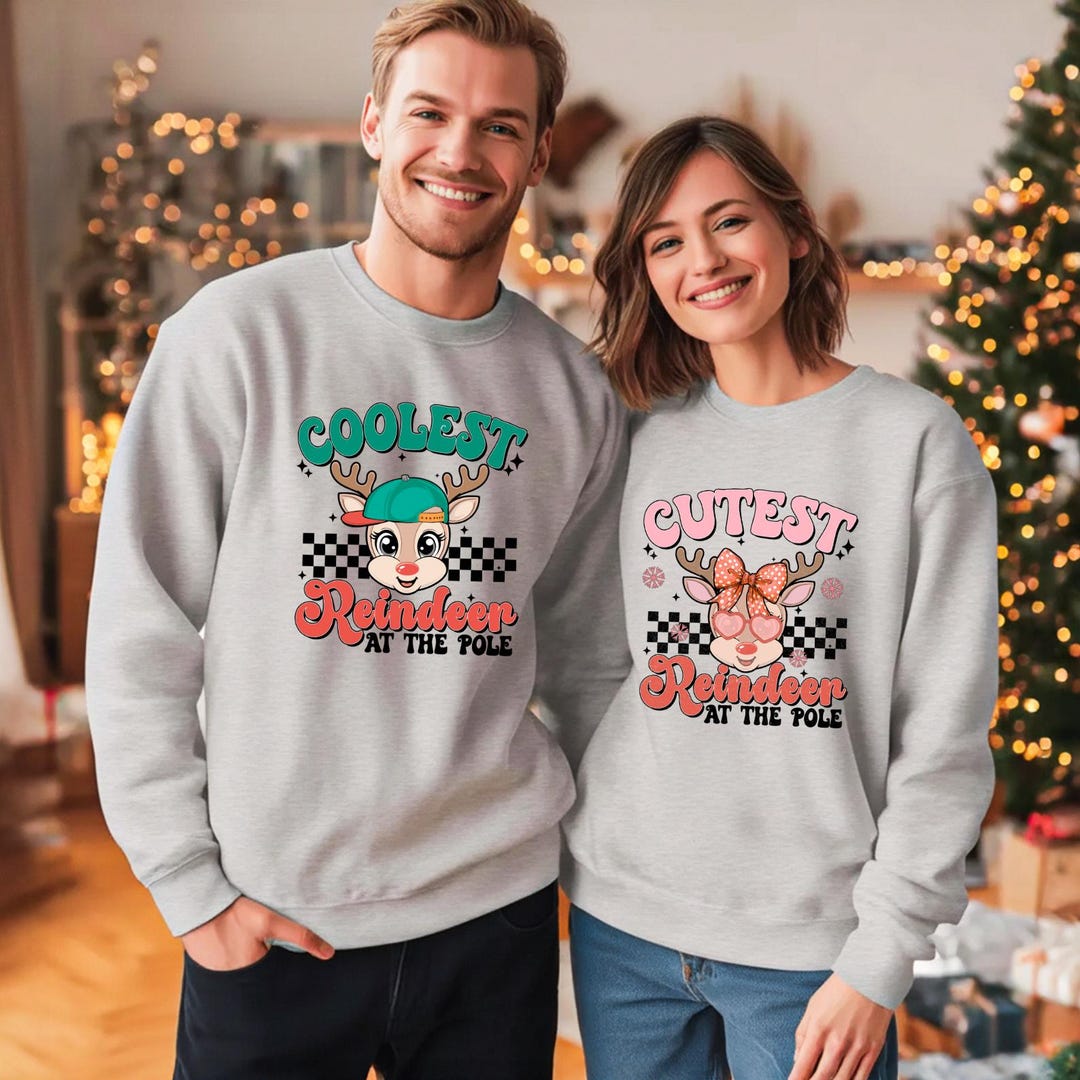 Matching COOLEST CUTEST Christmas Sweatshirts, Funny Couples Xmas T ...