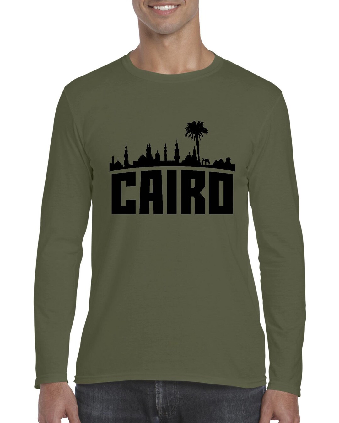 Cairo Egypt Pyramids Men Softstyle Long Sleeve T-shirt - Etsy